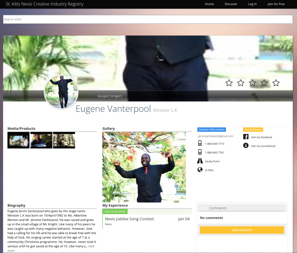 EUGENE VANTERPOOL “Minister L.K.” – Gospel Singer SKNCIR Member (St ...